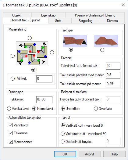 Forhåndsdefinerte takflater - forenklet